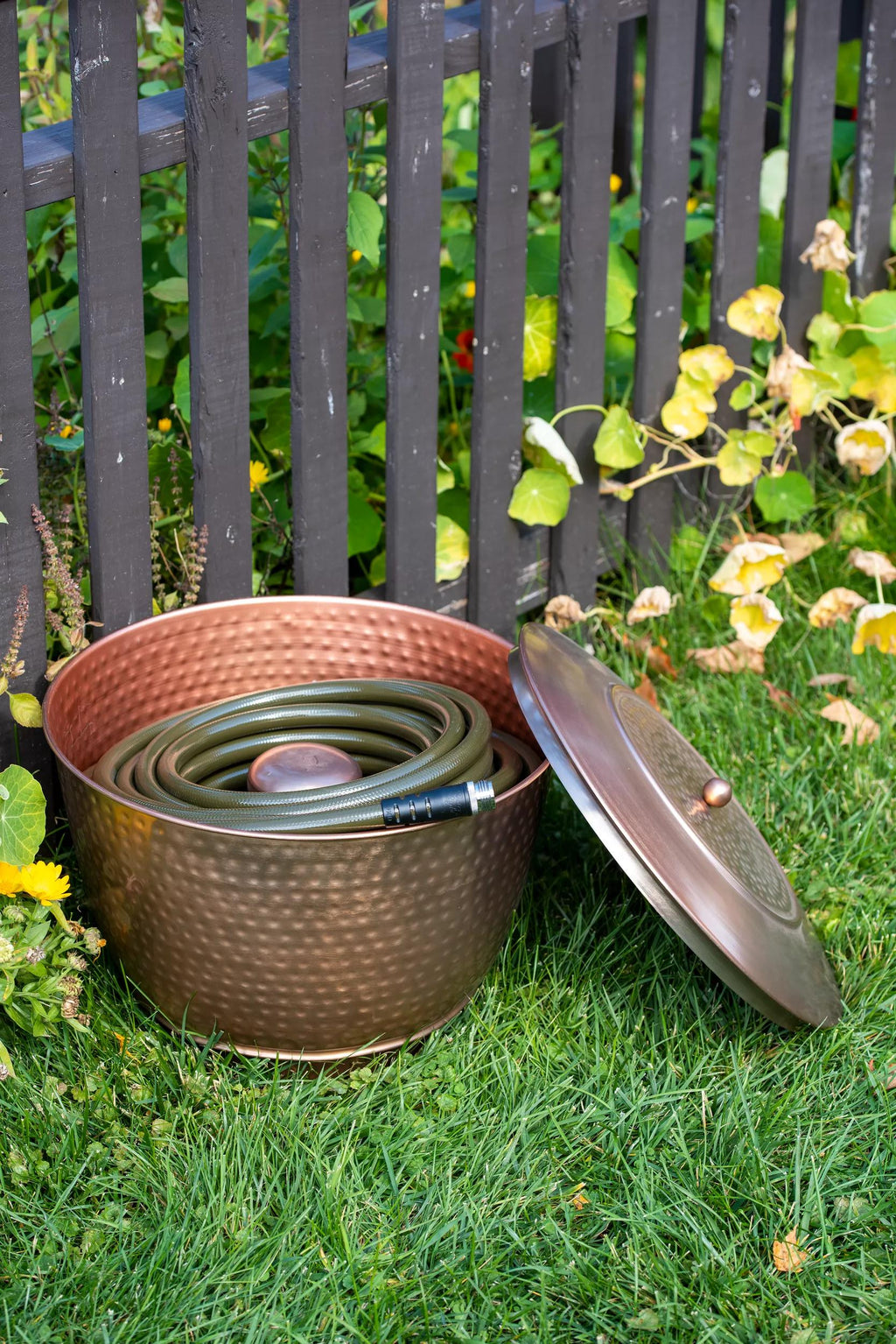 Hammered Copper Hose Pot With Lid | Gardener's Supply